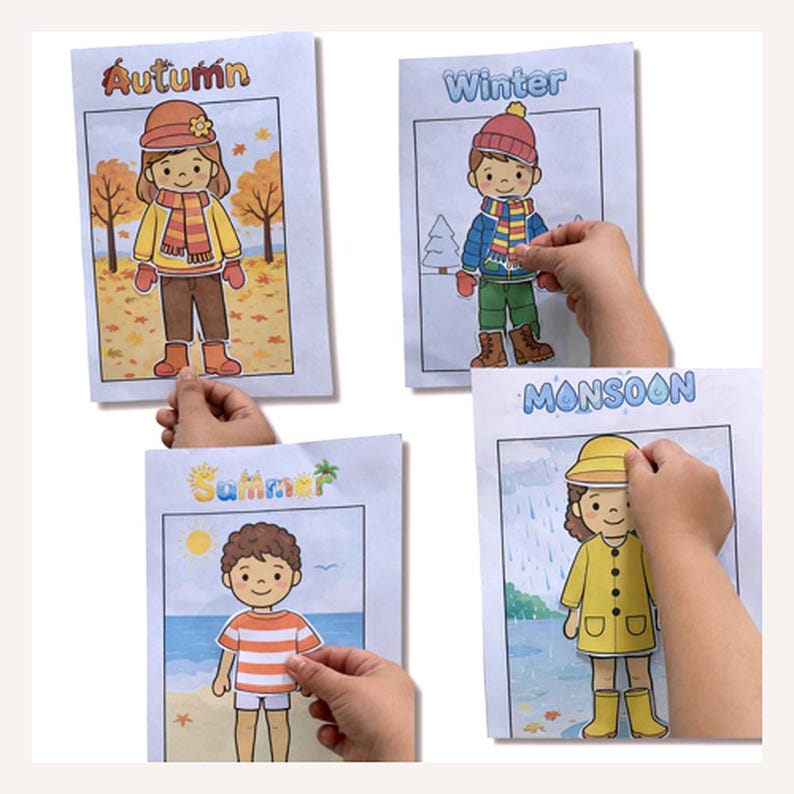Seasons Dress up Printable Activity | Winter, Summer, Autumn, Monsoon ...