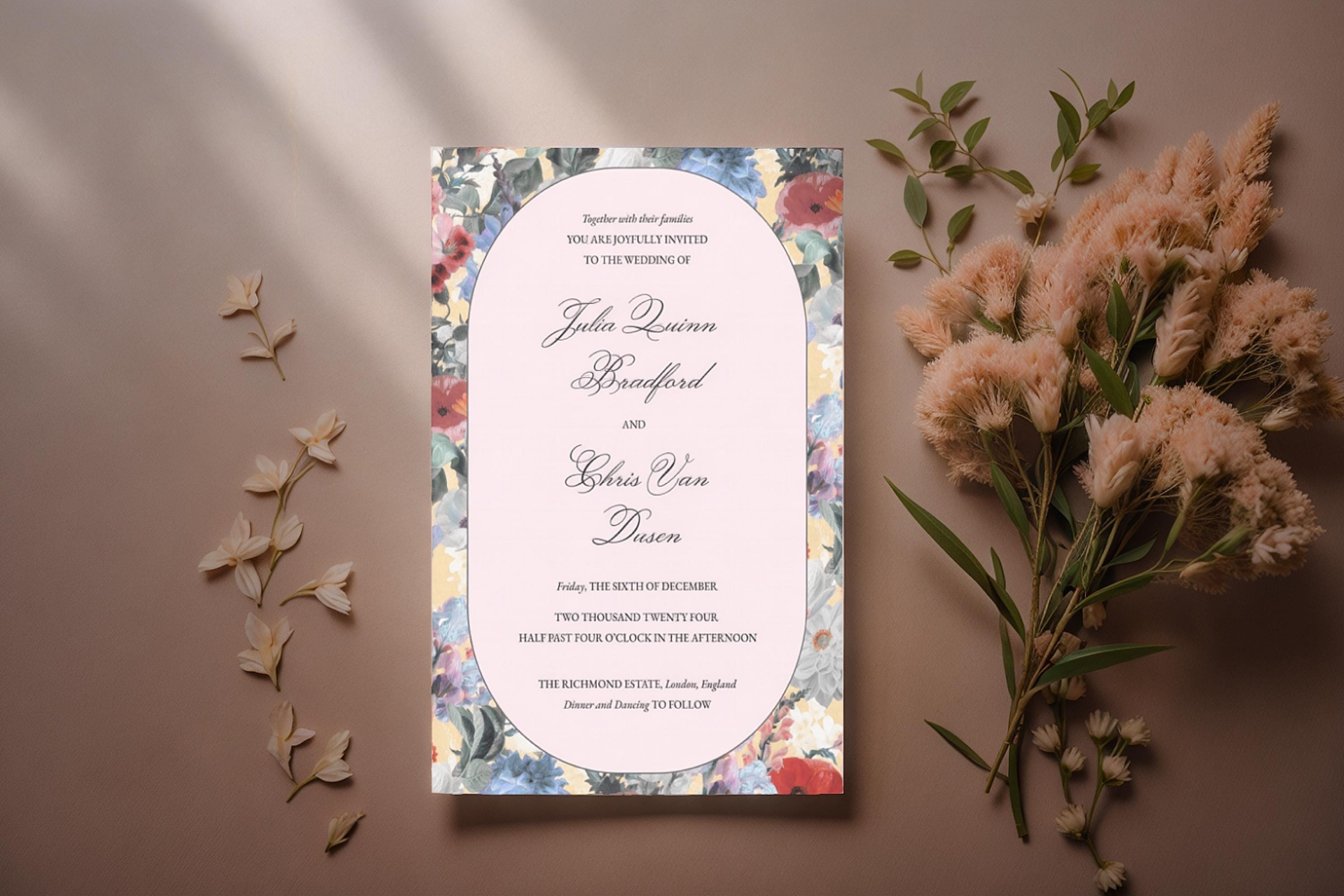 Bridgerton-inspired Wedding Invitation Romantic Pastel Pink Design With ...