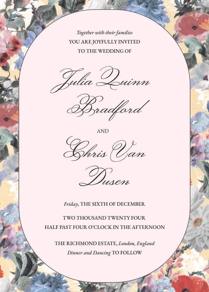 Bridgerton-inspired Wedding Invitation Romantic Pastel Pink Design With ...