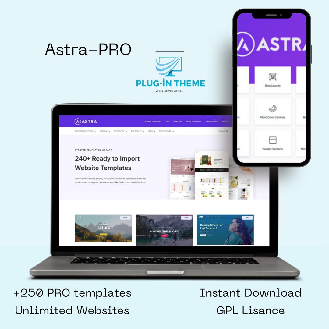 Astra Pro and Addon 250 Astra Premium Theme and Templates Premium Sites ...