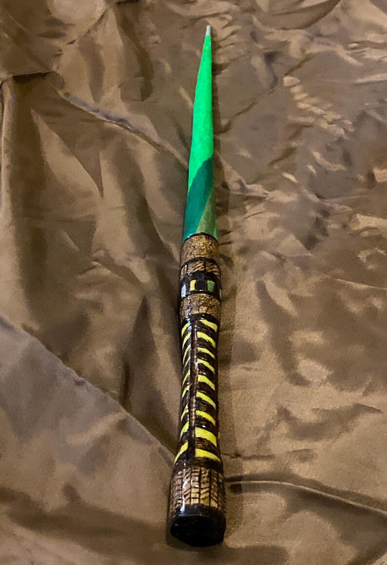 Green Smoke - Hand-carved, Wood-burned Wand - Etsy