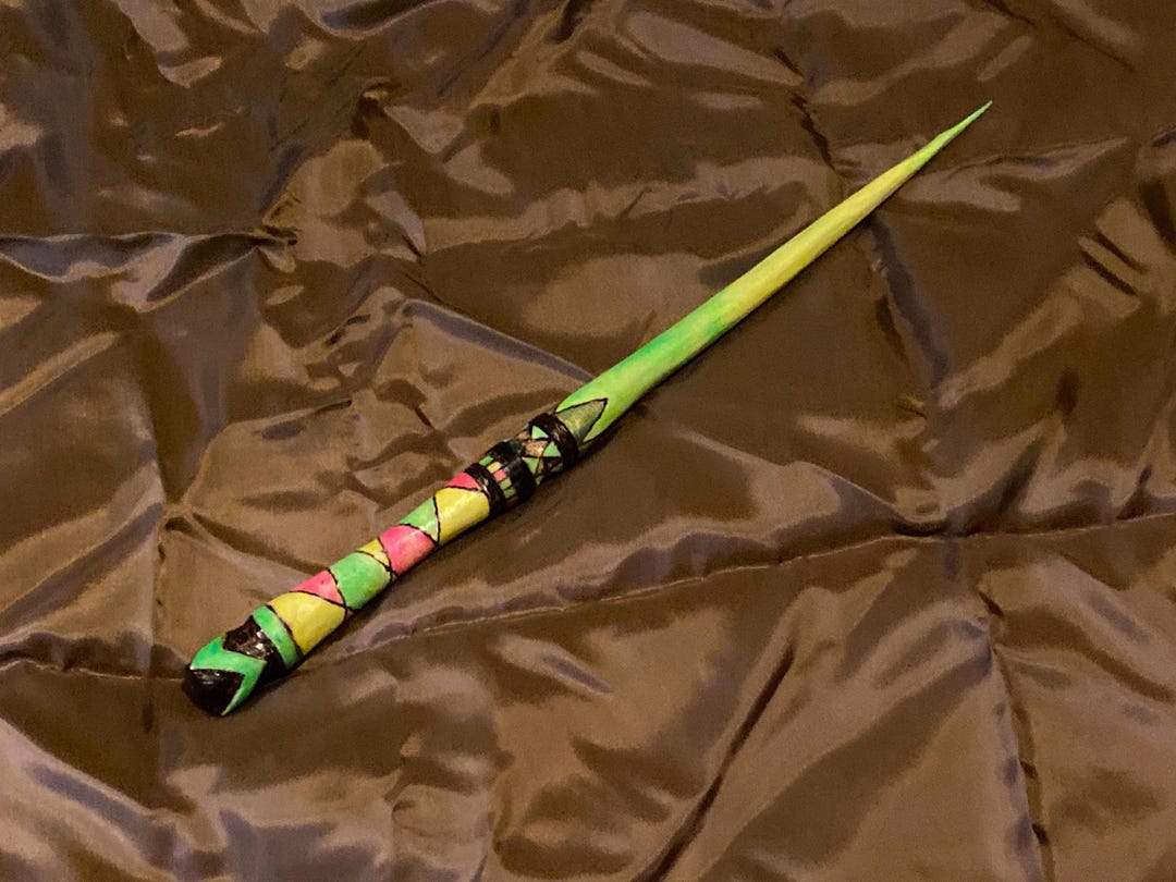Neon Lightning - Hand-carved, Wood-burned Wand - Etsy
