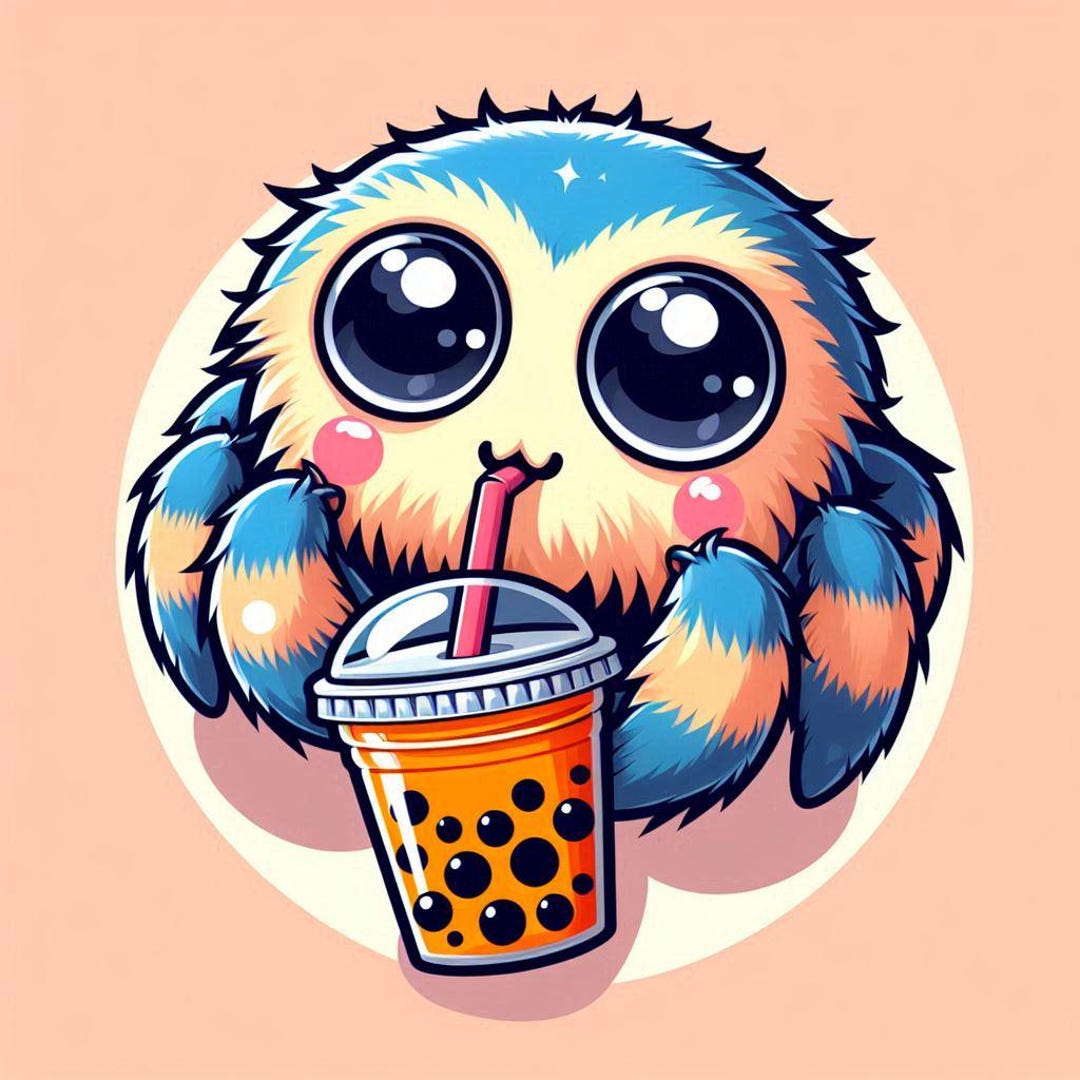Spider Drinking Boba Tea Emote for Twitch Discord - Etsy
