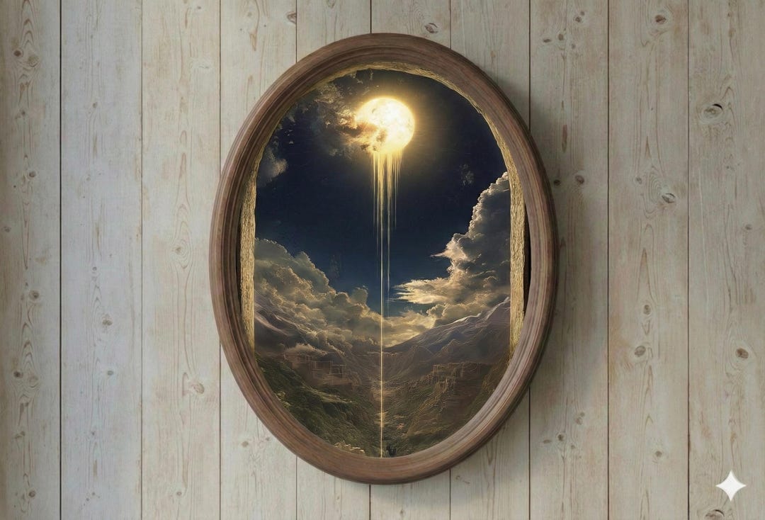 Sun Ray Art Print: Handmade Oval Wooden Frame, Sky & Clouds - Etsy