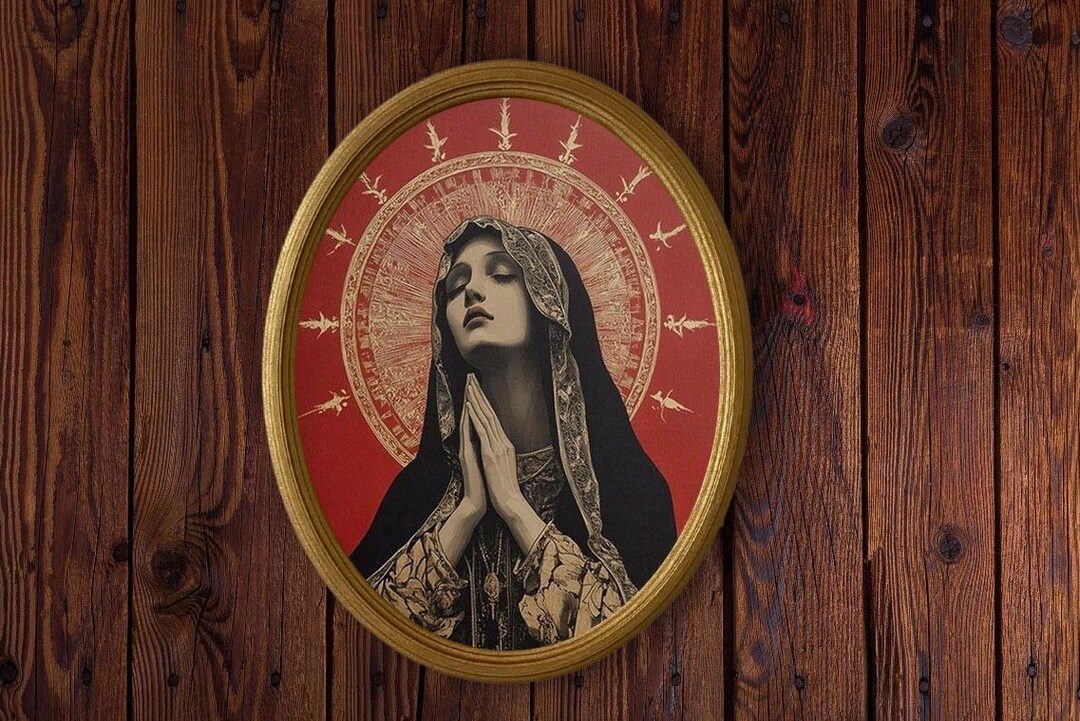 Gothic Nun Art Print, Oval Metallic Gold Frame, Handmade - Etsy