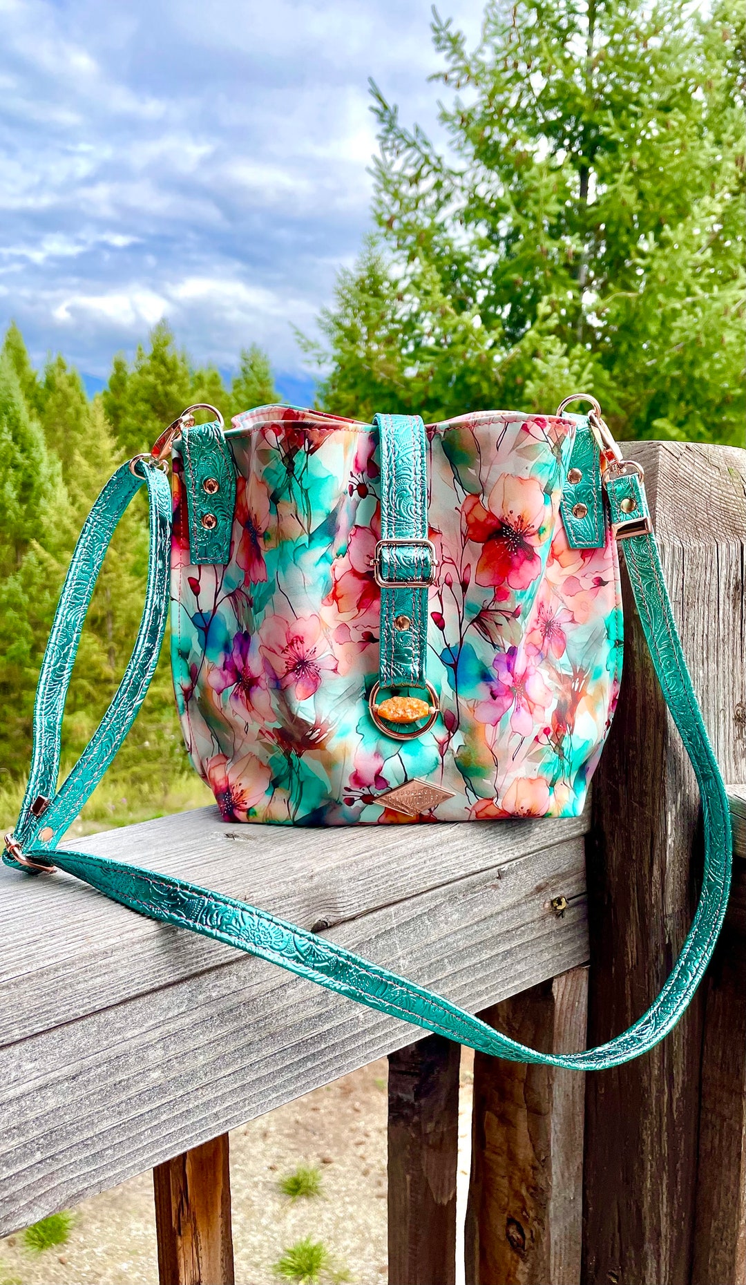 Watercolor Flowers Purse, Floral Shoulder Bag, Floral Purse, Rose Gold ...