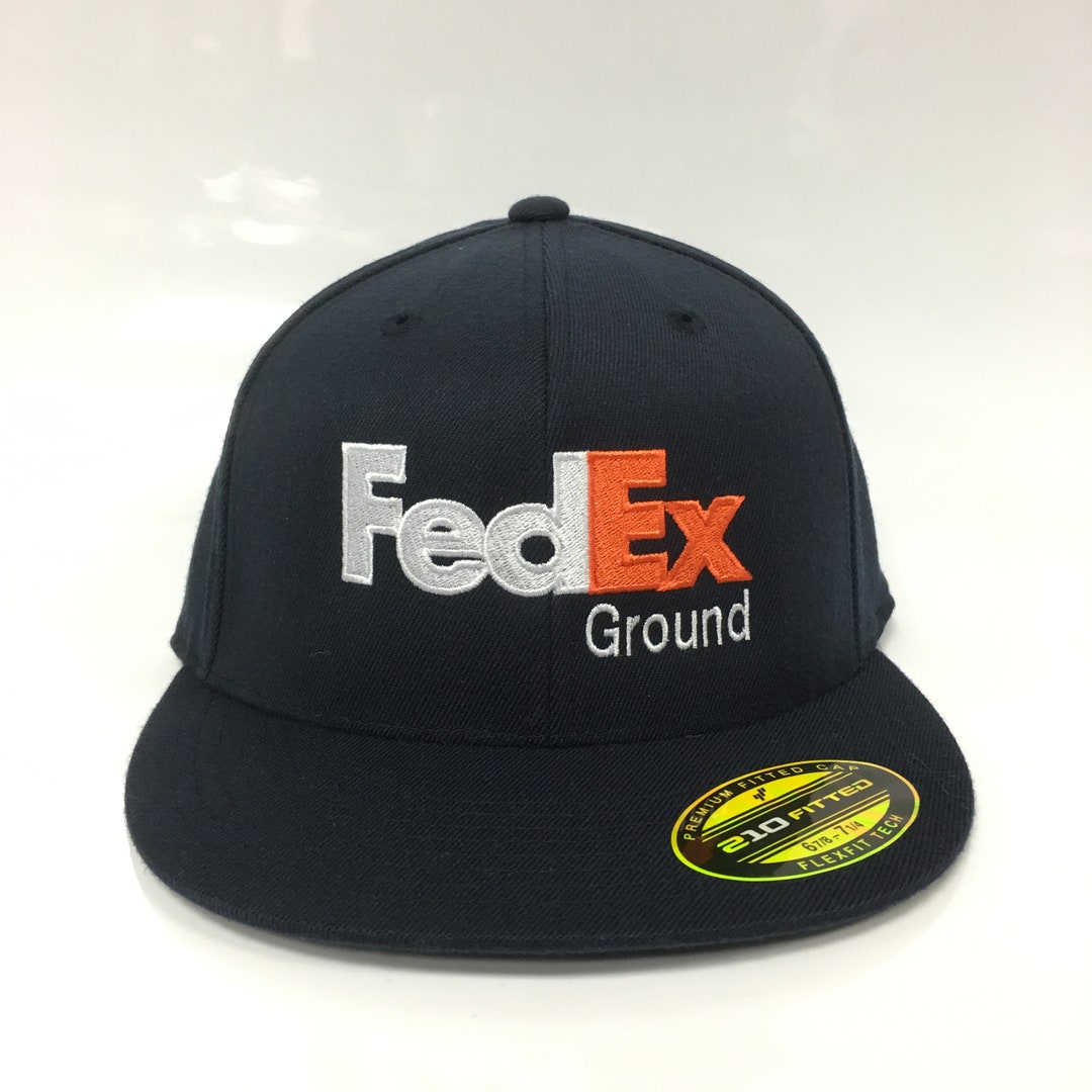 Custom New Fedex Ground Flexfit Cap Hat Flat Bill 6210 Dark Navy - S/m ...
