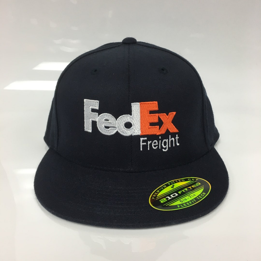 Custom New Fedex Freight Flexfit Cap Hat Flat Bill 6210 Dark Navy - S/m ...