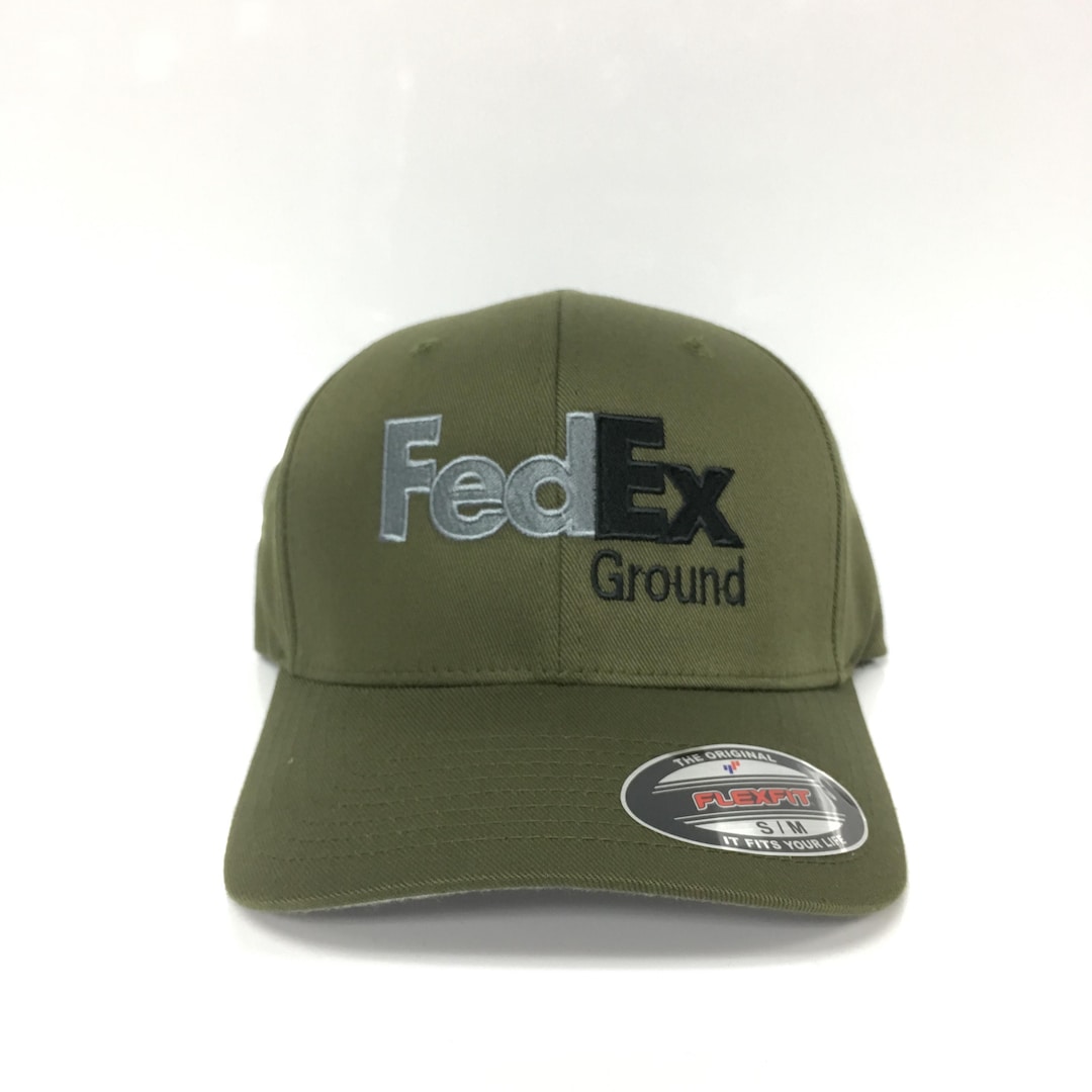 Custom Fedex Ground Flexfit Cotton Blend Cap Hat Curved Bill 6277 Olive ...