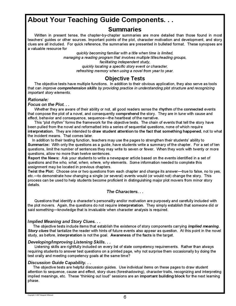 Charlotte's Web Chapter Summaries and Chapter Objective Tests With ...