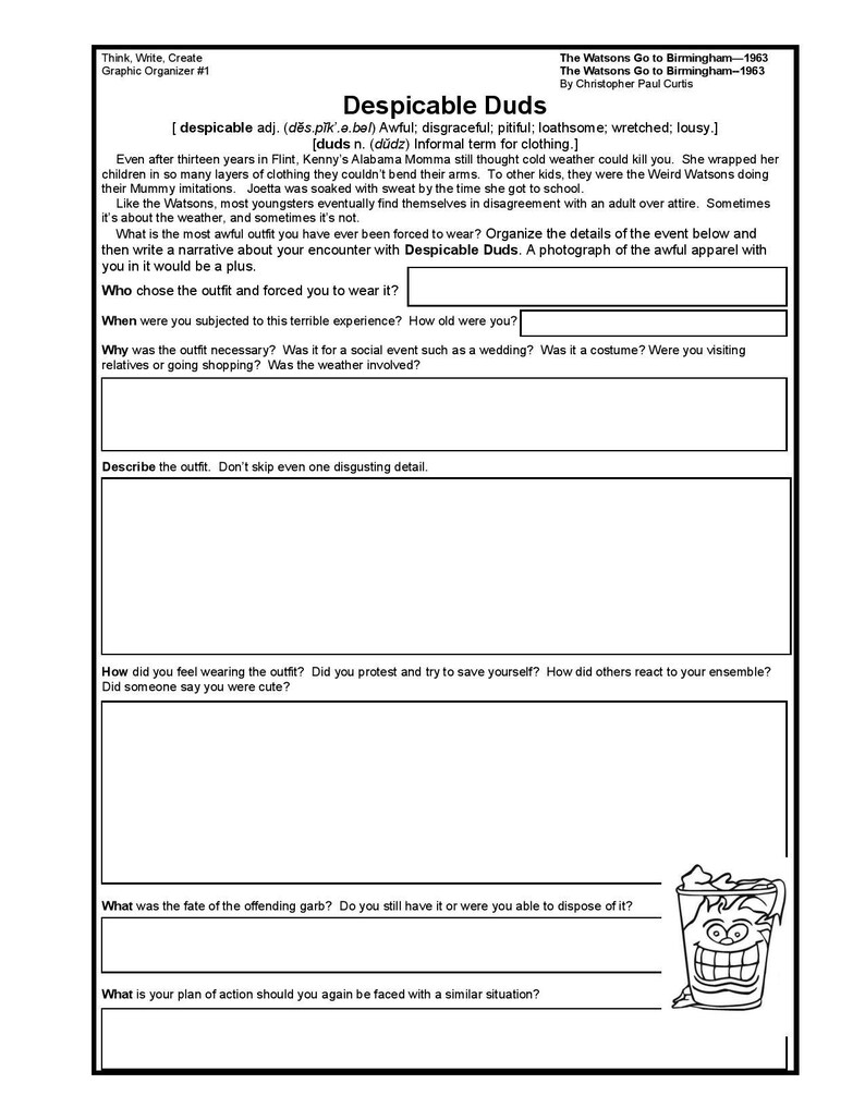 The Watsons Go to Birmingham 1963 Thinking and Writing Prompts With ...
