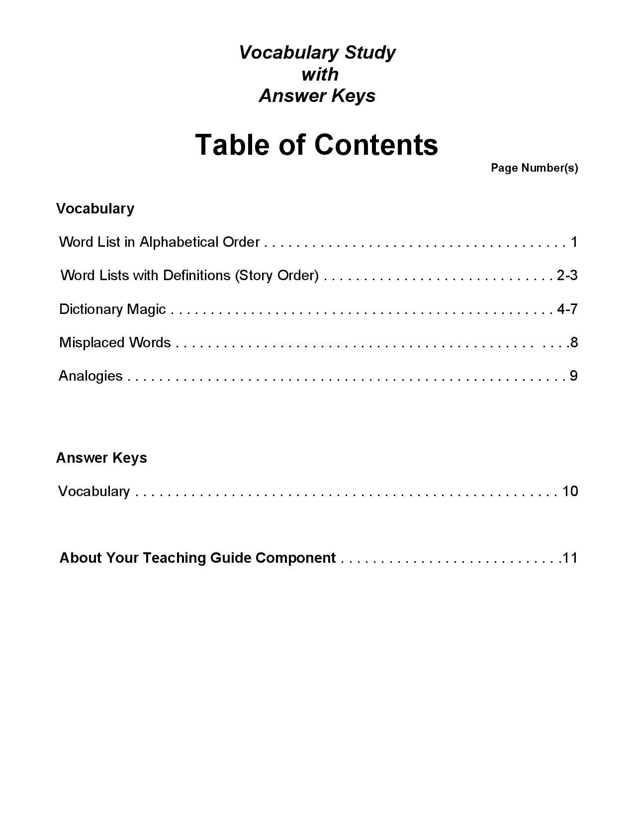 The Lion, the Witch, and the Wardrobe Vocabulary Study With Answer Keys ...