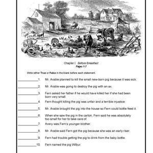 Charlotte's Web Chapter Summaries and Chapter Objective Tests With ...