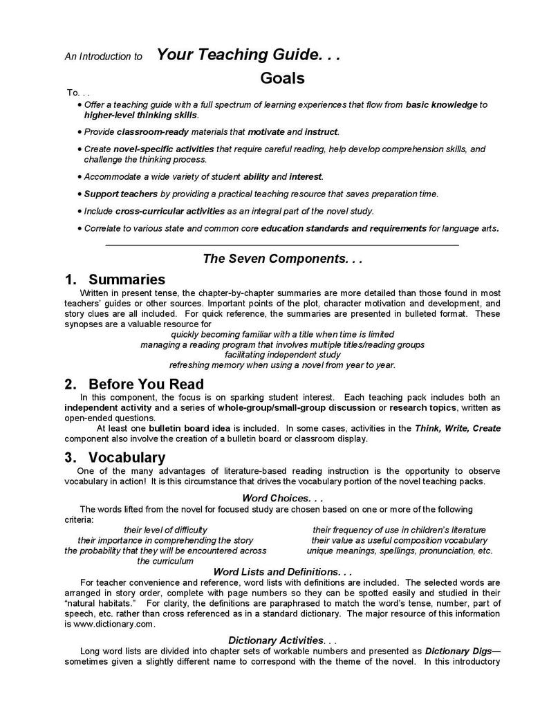 Crispin: the Cross of Lead Novel Study Guide Prereading, Vocabulary ...