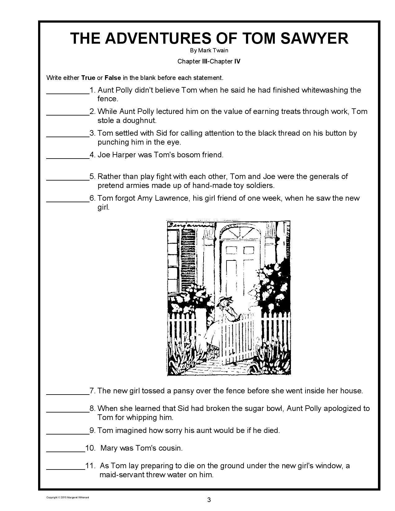 Tom Sawyer Chapter Tests Teaching Guide With Answer Keys - Etsy