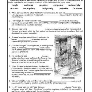 A Christmas Carol Vocabulary Study With Answer Keys CCSS - Etsy