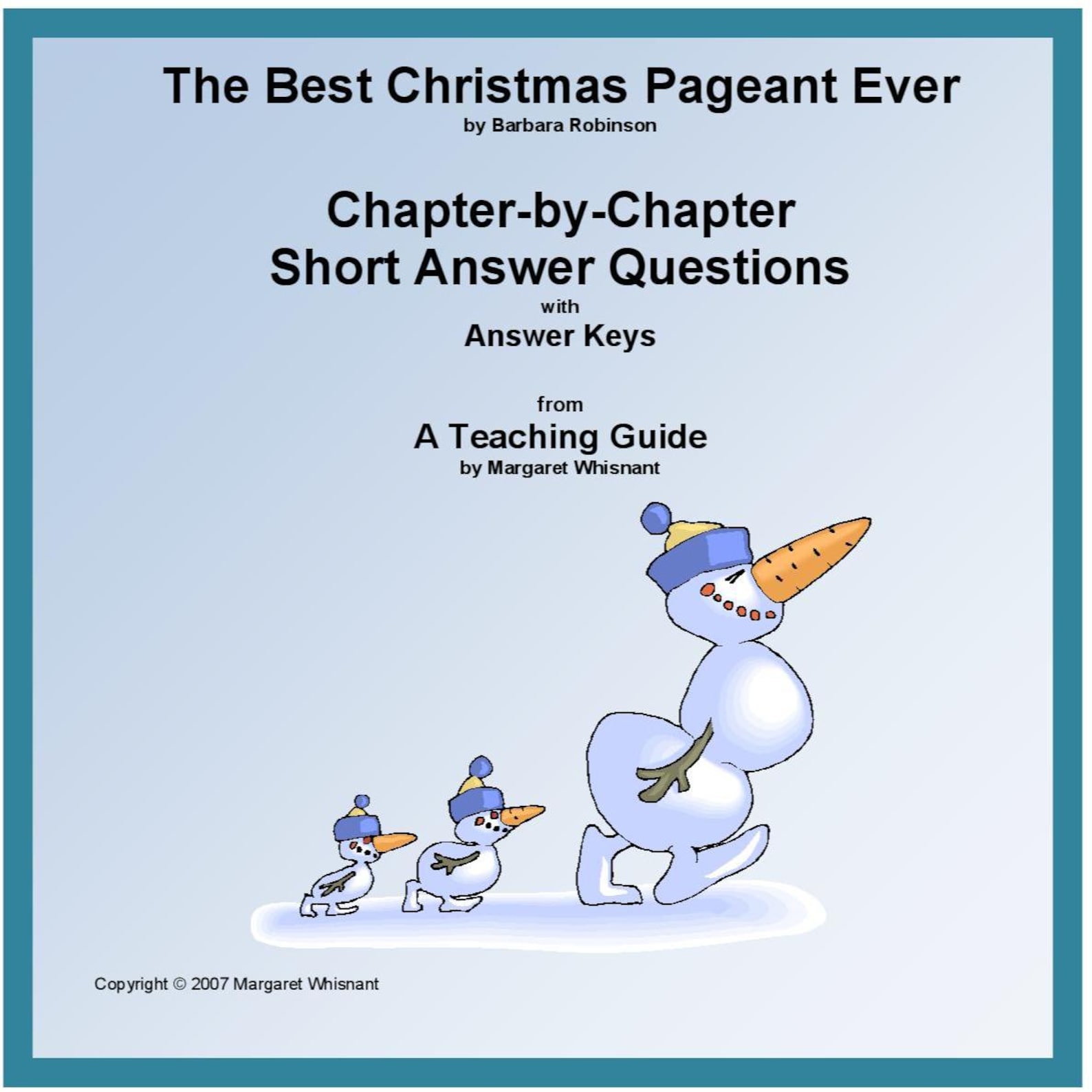 The Best Christmas Pageant Ever Chapter Short Answer Questions With ...