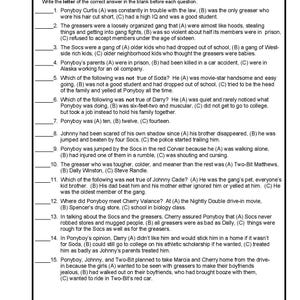The Outsiders Whole Book Test With Answer Keys - Etsy
