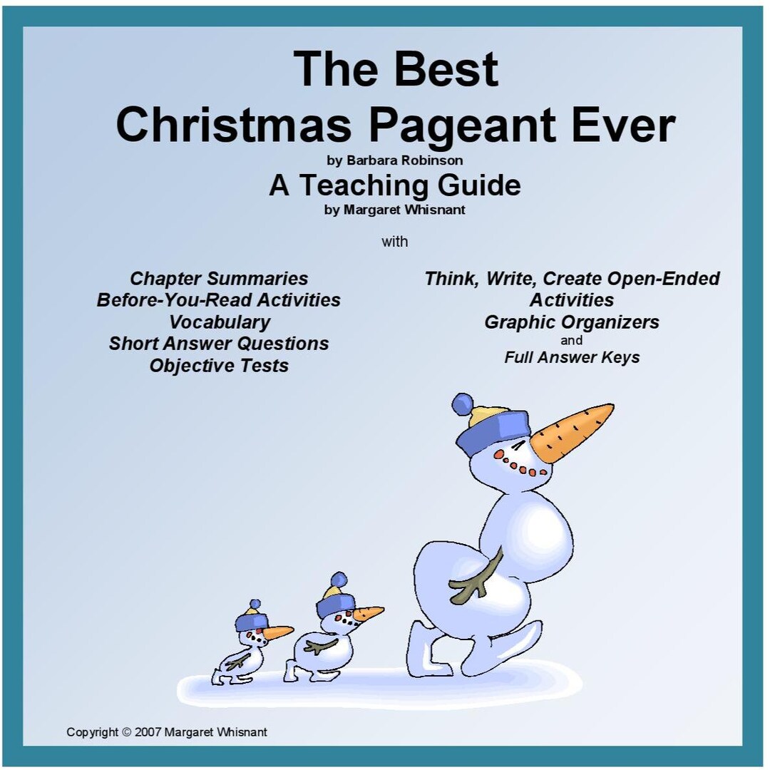 The Best Christmas Pageant Ever Teaching Guide, Quizzes, Vocabulary ...