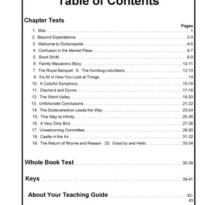 The Phantom Tollbooth Objective Tests Teaching Guide Chapter-by-chapter ...