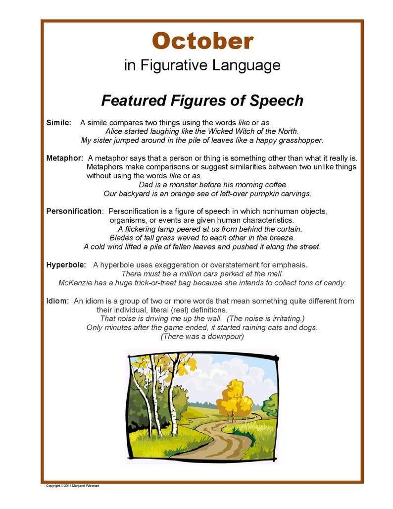 October in Figurative Language, Simile, Metaphor, Personification ...