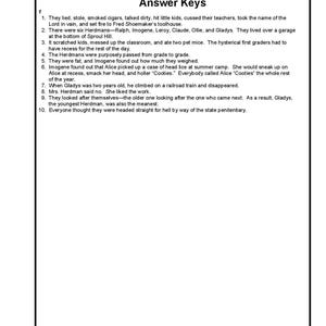 The Best Christmas Pageant Ever Chapter Short Answer Questions With ...