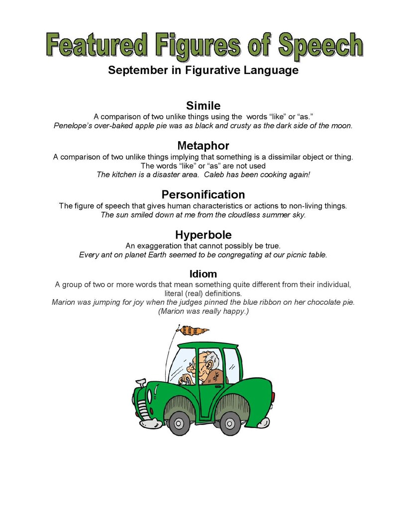 September in Figurative Language, Simile, Metaphor, Personification ...