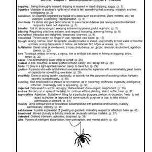 Charlotte's Web Vocabulary Study With Word Lists, Definitions ...
