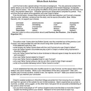 Crispin: the Cross of Lead Novel Study Guide Prereading, Vocabulary ...