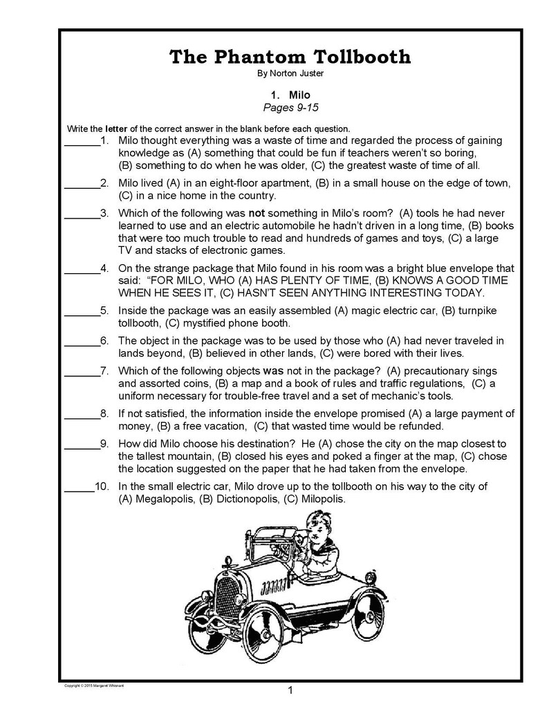 The Phantom Tollbooth Objective Tests Teaching Guide Chapter-by-chapter ...