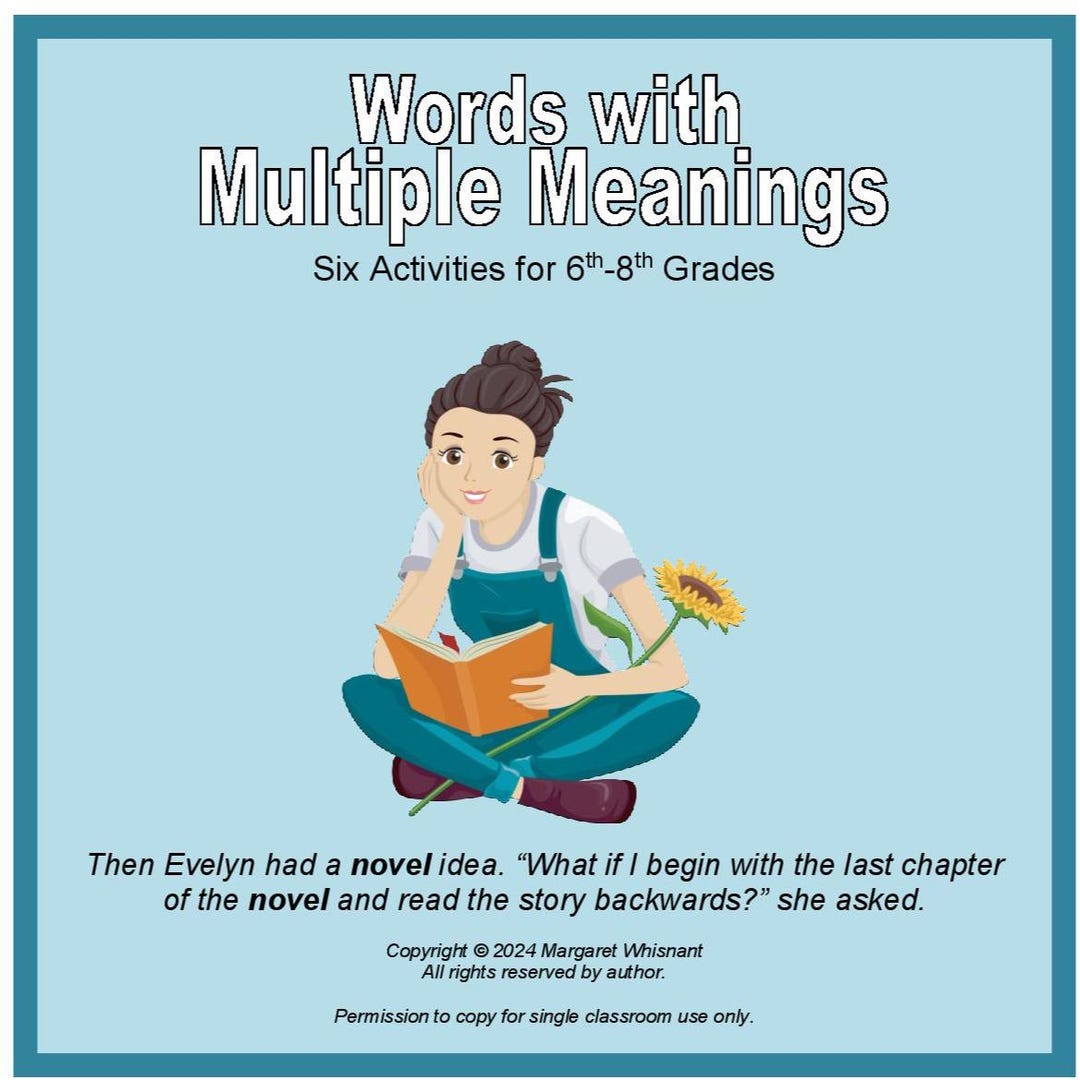 Words With Multiple Meanings Six Activities for 6th-8th Grades CCSS ...
