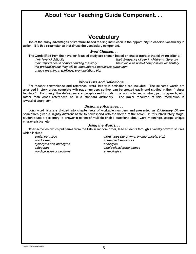 Charlotte's Web Vocabulary Study With Word Lists, Definitions ...