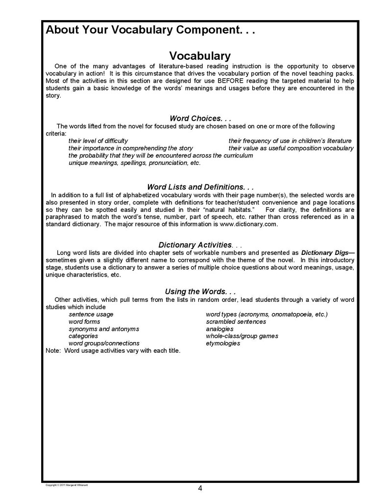 There's a Boy in the Girls' Bathroom Vocabulary Study With Word Lists ...