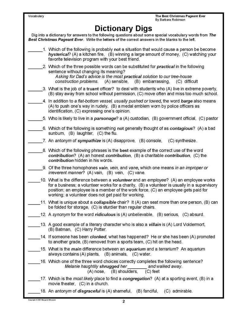 The Best Christmas Pageant Ever Teaching Guide (PDF) - Etsy