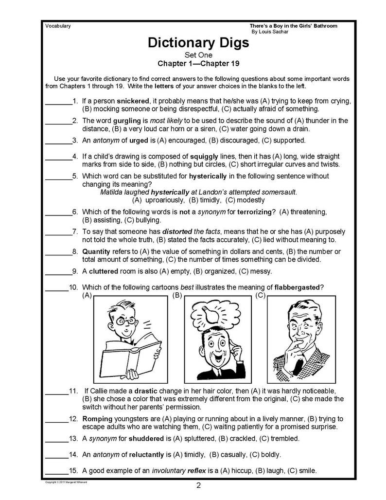 There's a Boy in the Girls' Bathroom Vocabulary Study With Word Lists ...