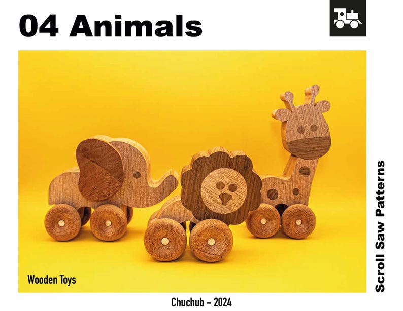 Wooden Animal Set, Wooden Giraffe, Wooden Lion, Wooden Elephant, Wooden ...