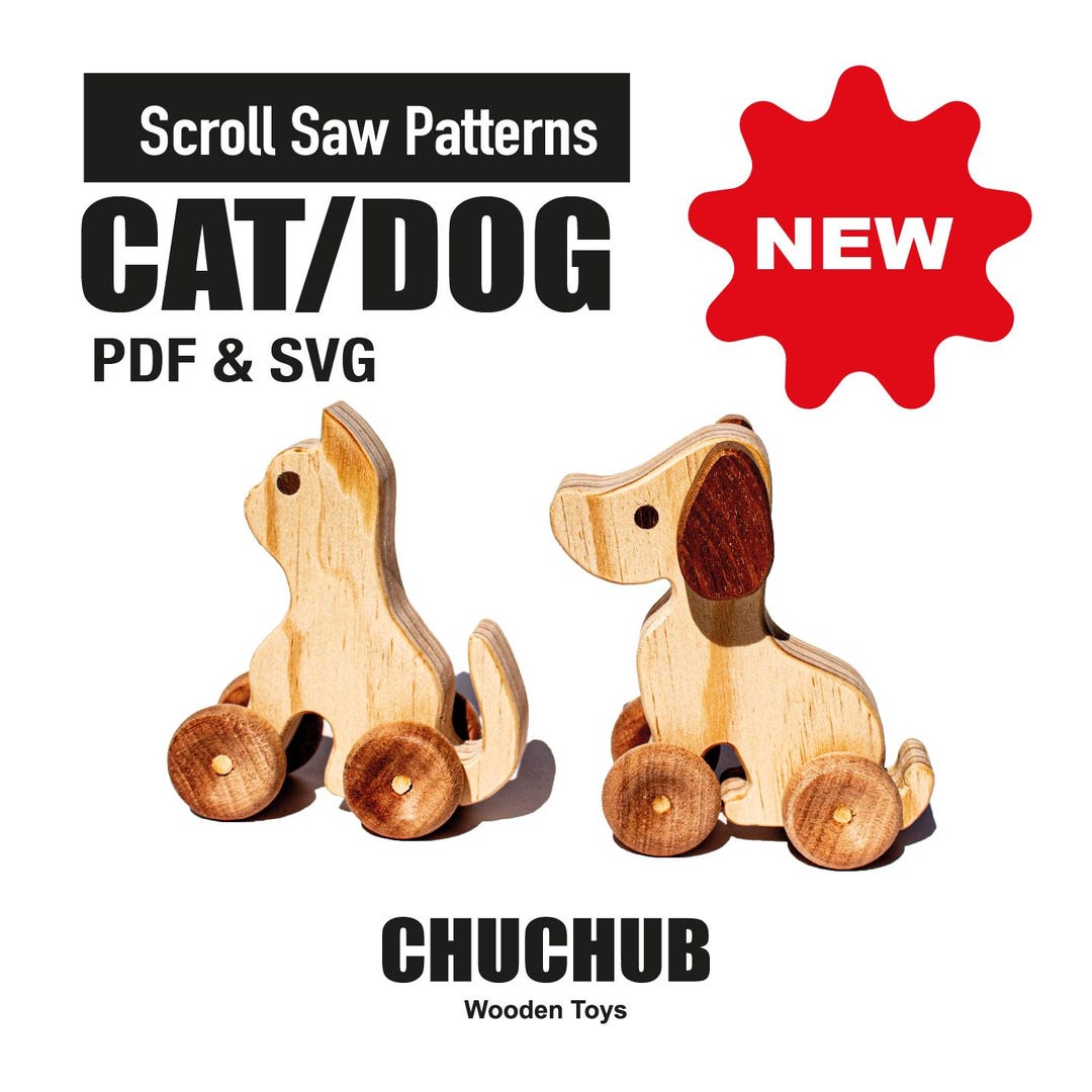 Wooden Cat, Wooden Dog, Wooden Toy Plans, Download PDF + SVG - Etsy