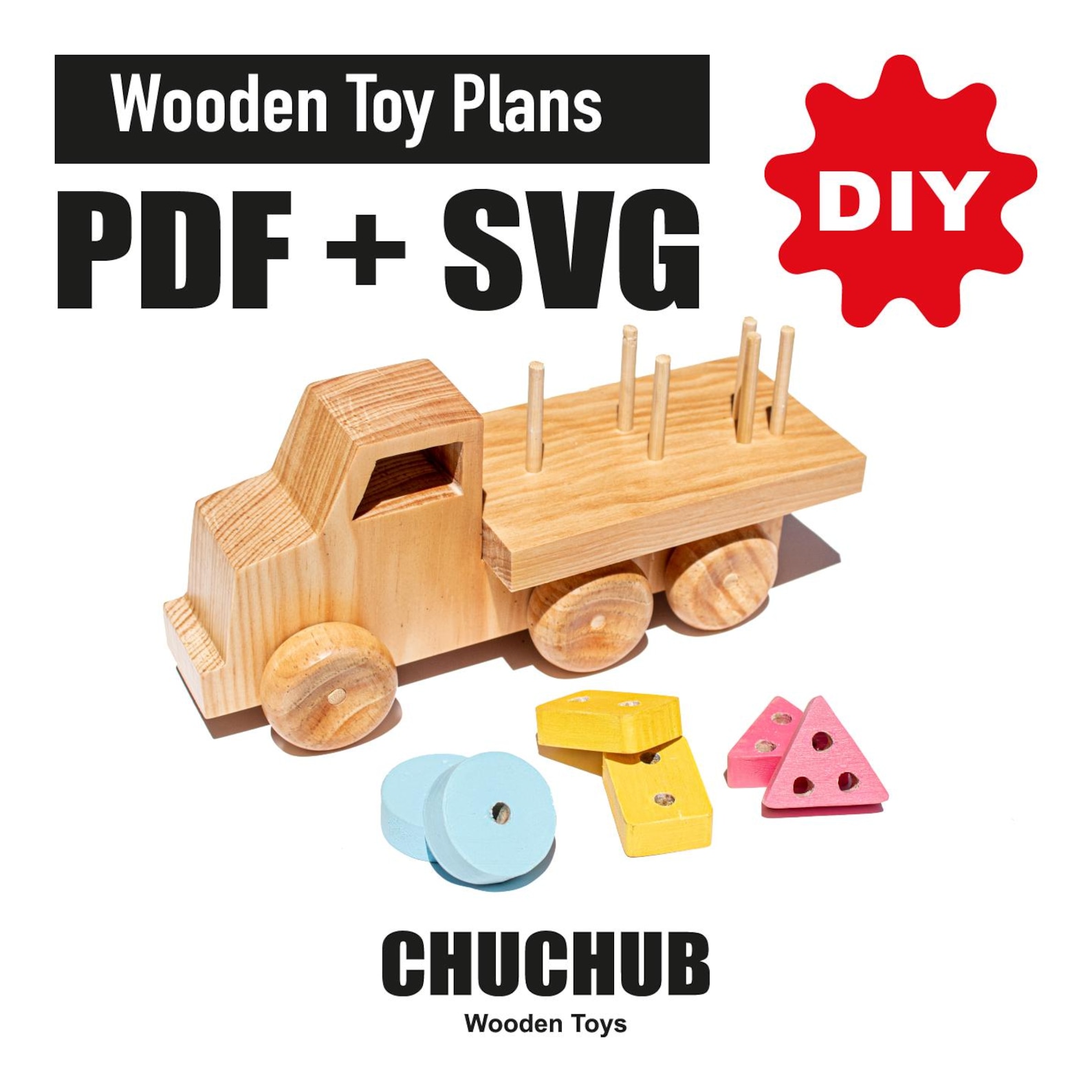 Toy Truck Geometric Shapes, Educational Toy, Wooden Toy Plans, Scroll ...
