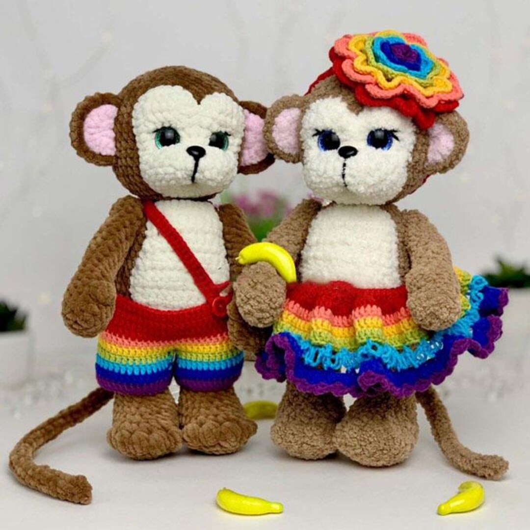 Rainbow Monkey Amigurumi PDF Crochet Pattern Stuffed Monkey Plush ...