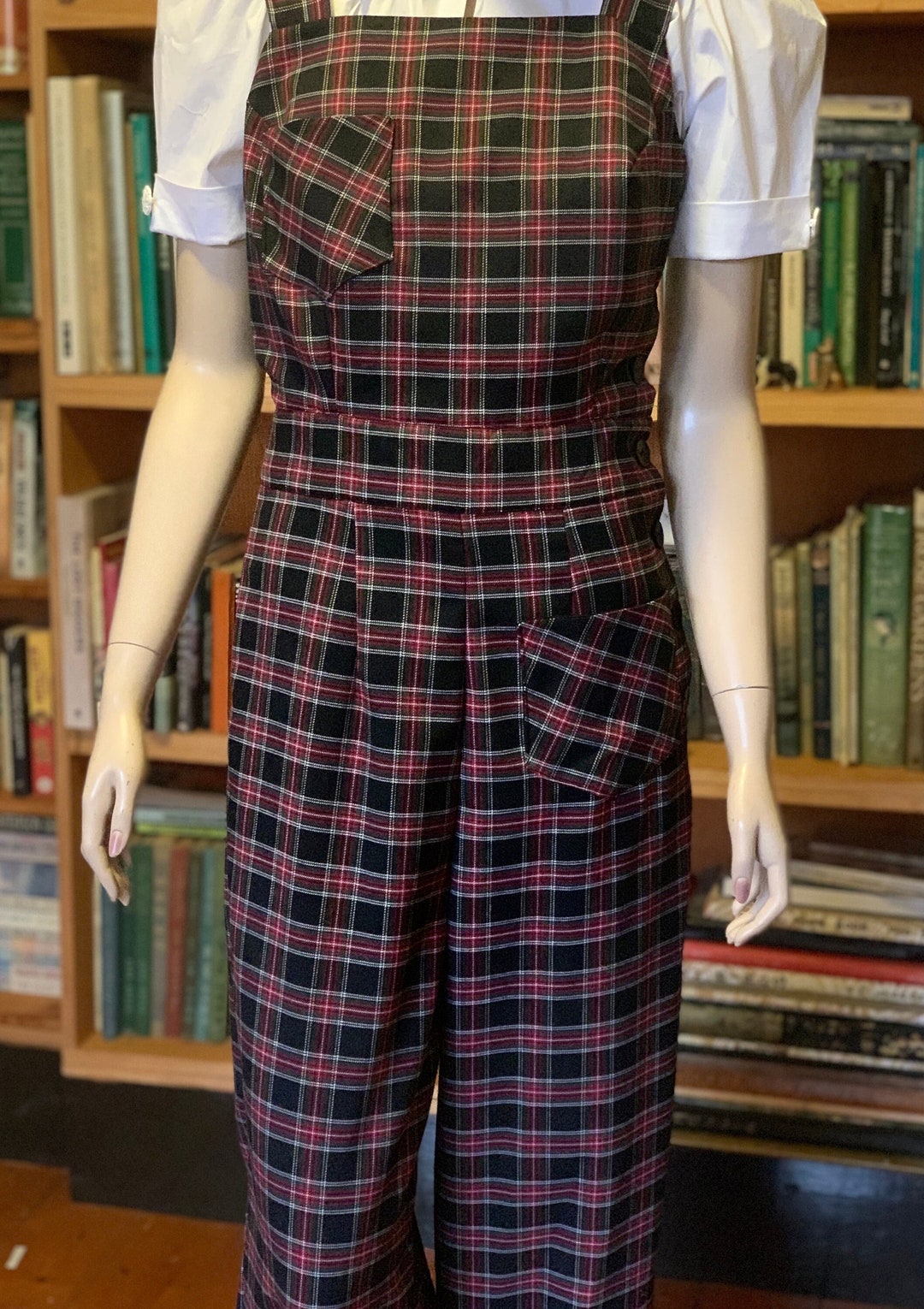 1940s WWII Vintage Style Overalls / Land Army/ Overalls / Plaid ...