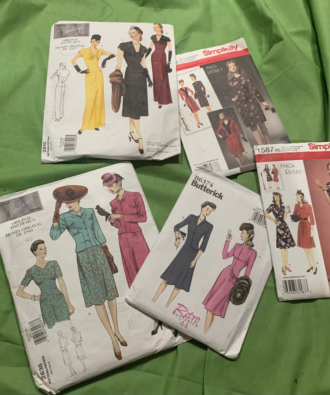 1940s Retro Patterns X 5 / Forties Fashion / Sewing Pattern / 1940s ...