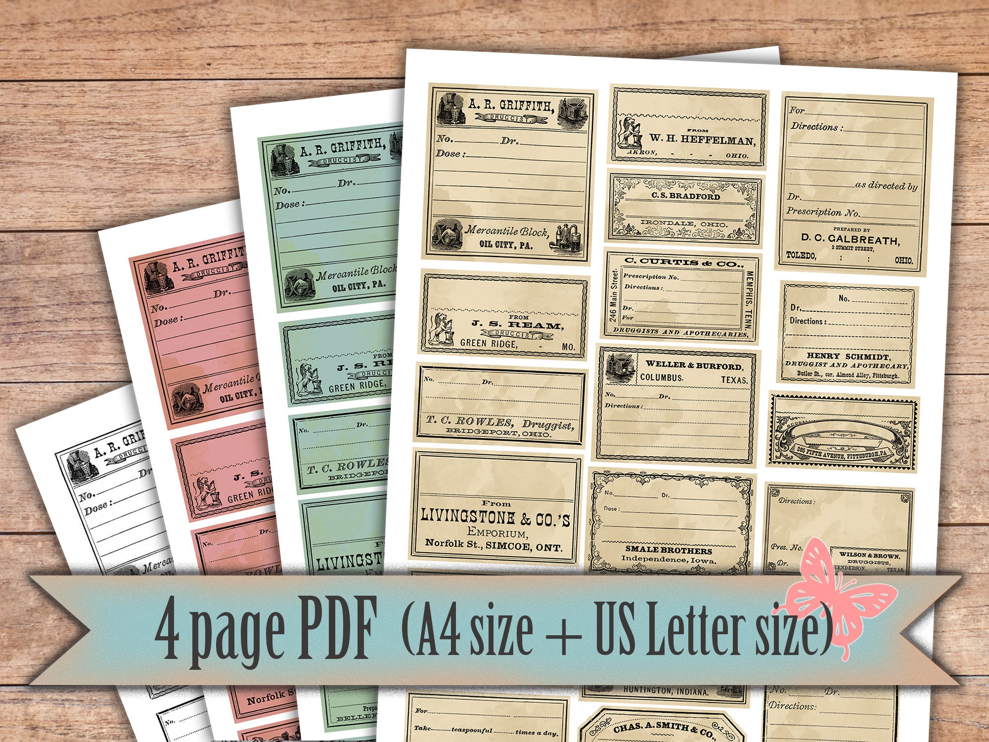 Vintage Blank Medical Pharmacy Labels, Vintage Antique Ephemera ...