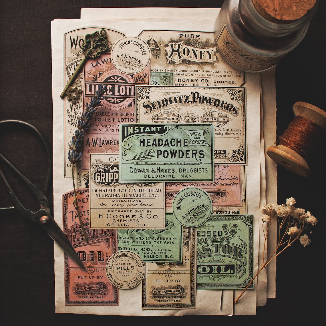 Vintage Medical Labels, Vintage Antique Ephemera Printable Digital File ...
