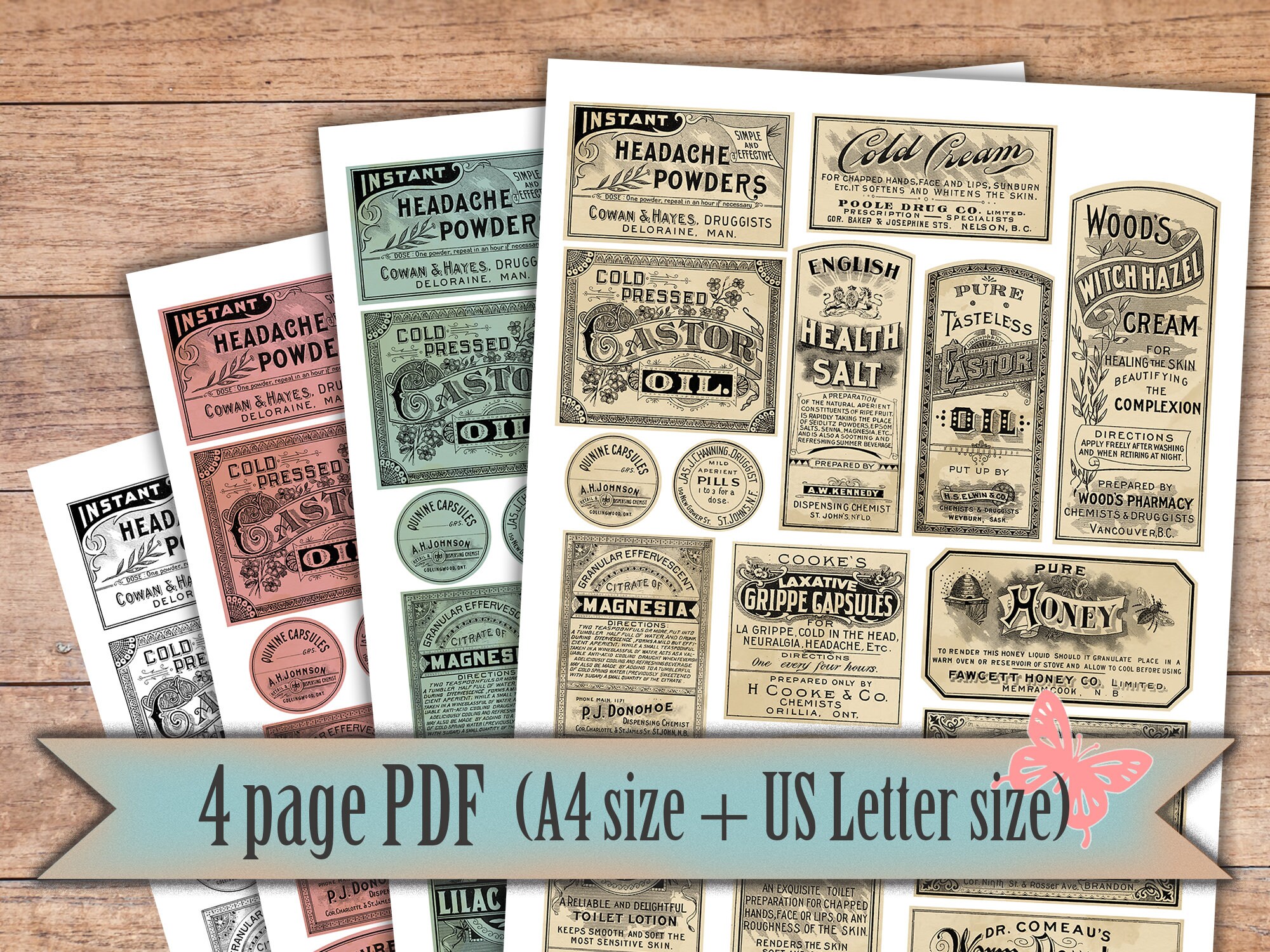 Vintage Medical Labels, Vintage Antique Ephemera Printable Digital File ...