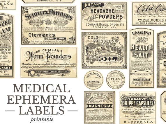 Vintage Medical Labels Vintage Antique Ephemera Printable | Etsy