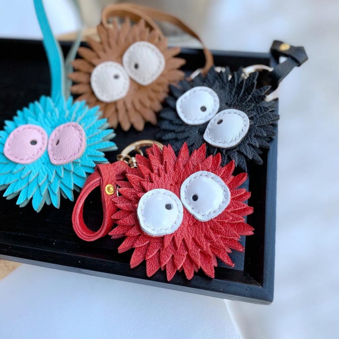 Soot Sprite Leather Keychain | Ugly Cute Black Coal Bag Charm | Dust ...