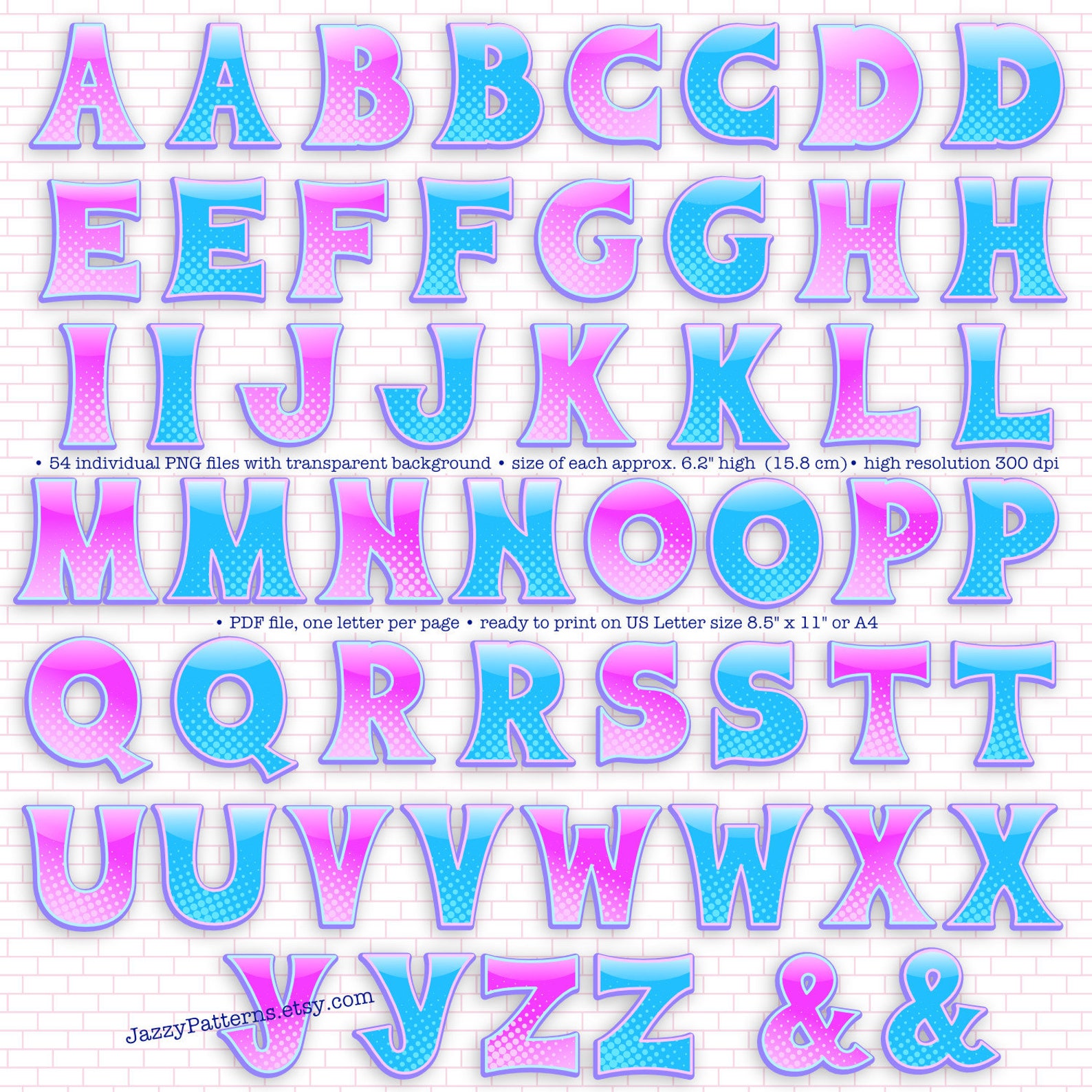 Girly Superhero Alphabet Clipart Comic Book Letters in Pink | Etsy