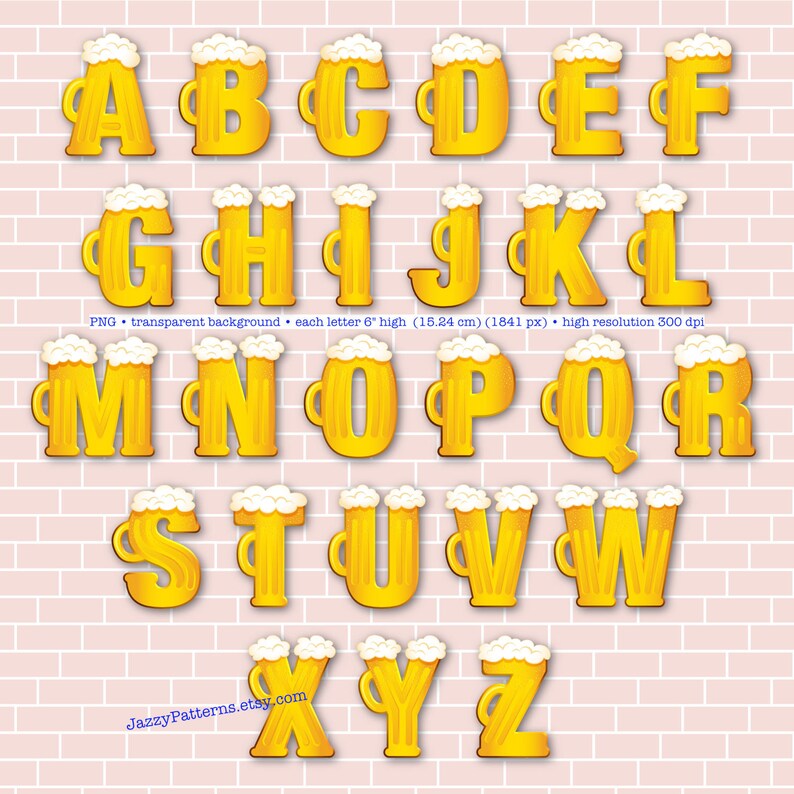 Beer Mug Alphabet Letters Clipart Perfect for Octoberfest - Etsy