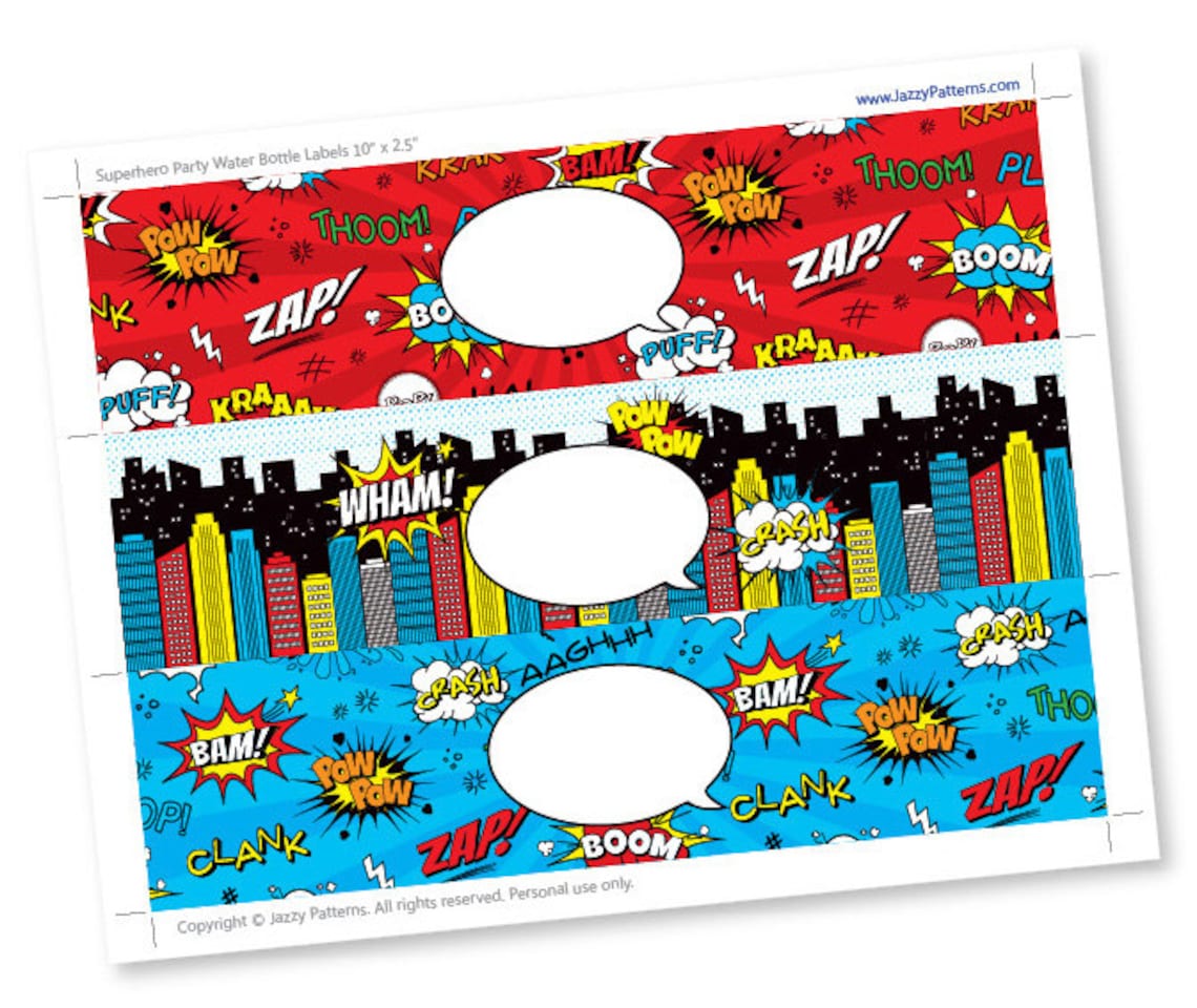 Editable Water Bottle Labels Superhero Party Printable Instant | Etsy