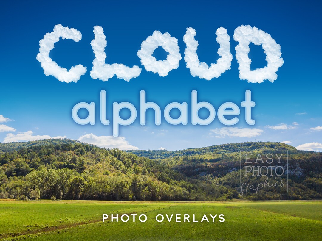 Cloud alphabet clipart, cloud texture letters and numbers for classroom ...